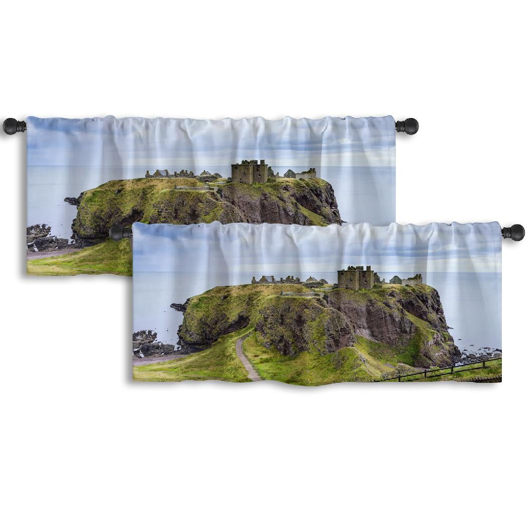 LALILO Kitchen Curtain Valance Castle Scotland Rod Pocket Window ...