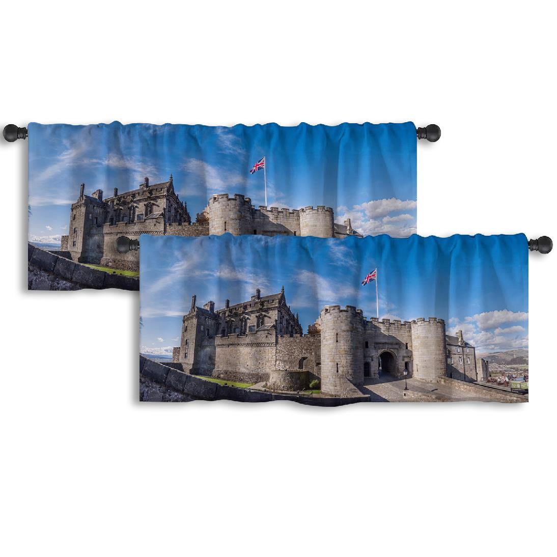LALILO Kitchen Curtain Valance Castle Scotland Uk Castle Rod Pocket ...