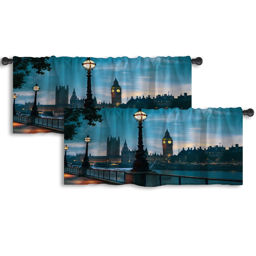LALILO Kitchen Curtain Valance Castle Scottish Landscape Rod Pocket ...