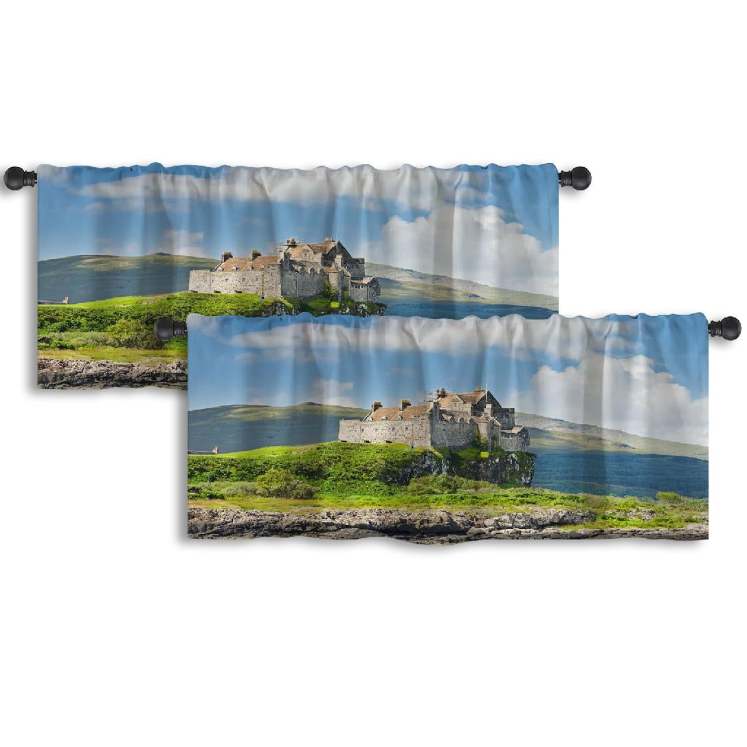 LALILO Kitchen Curtain Valance Castle Summertime Rod Pocket Window ...