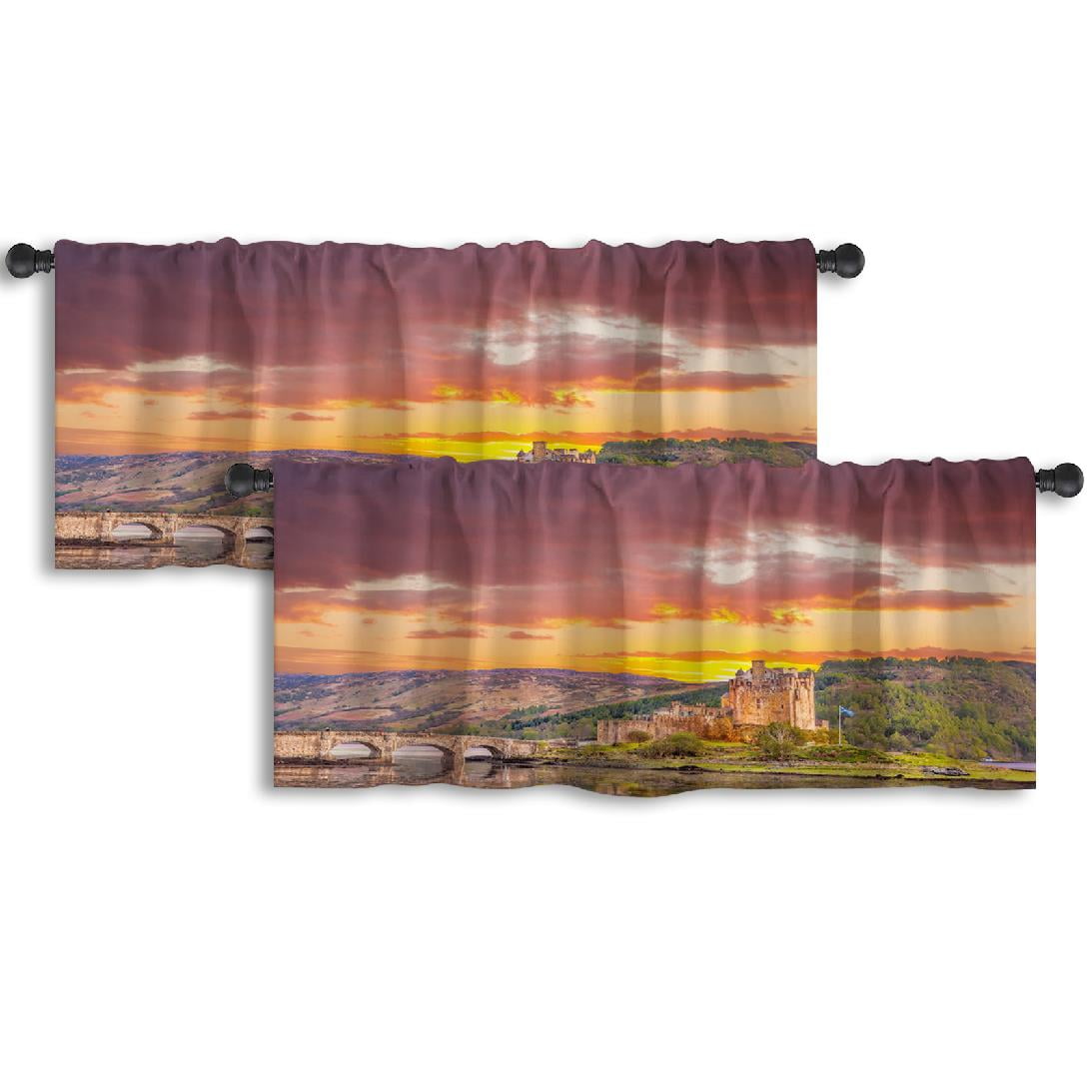 LALILO Kitchen Curtain Valance Castle Sunset Scotland Scottish Rod ...