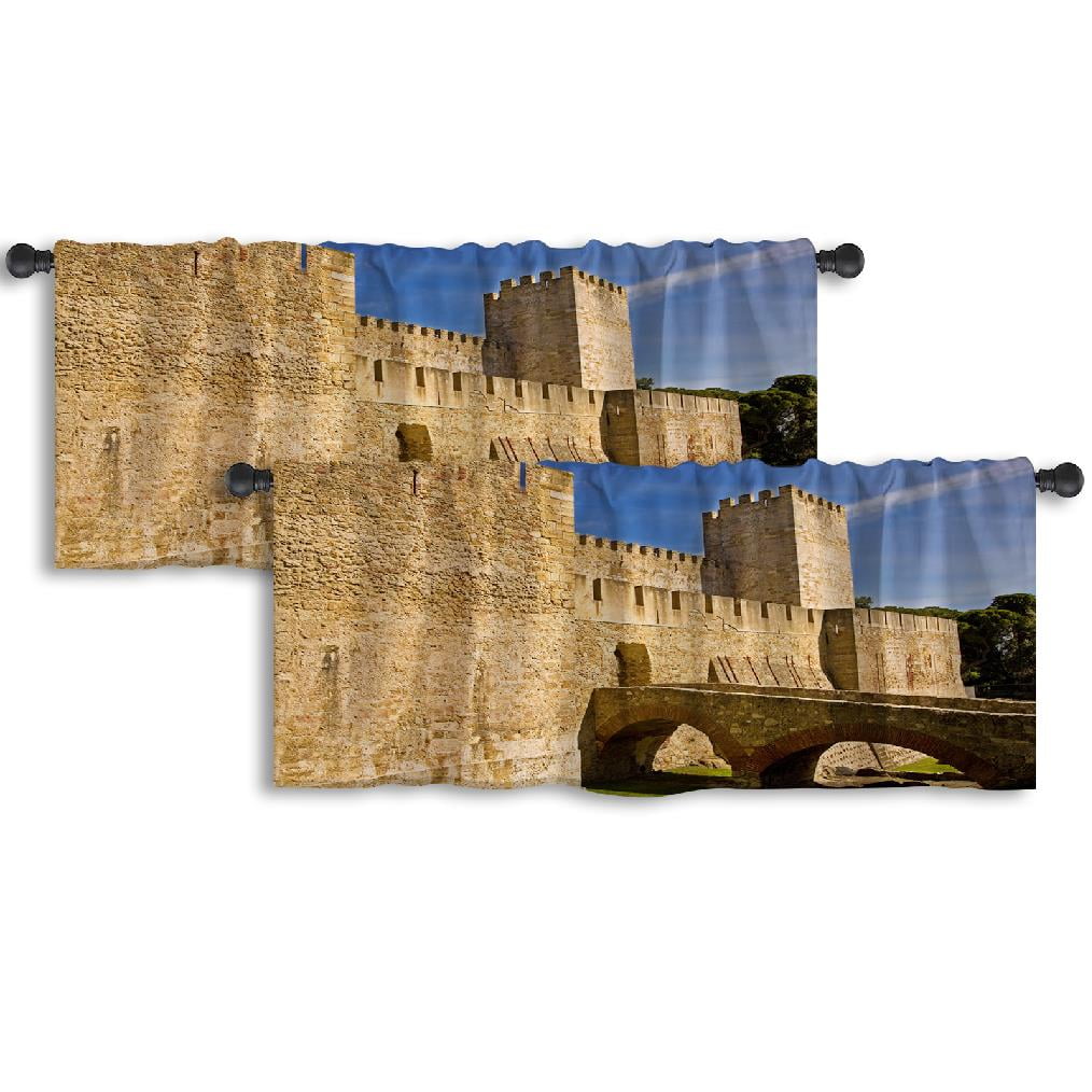 LALILO Kitchen Curtain Valance Castle Walls Castle Keep Castle Rod ...