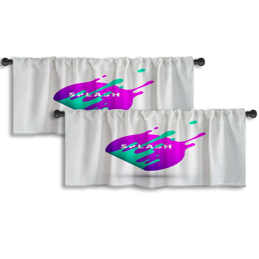 LALILO Kitchen Curtain Valance Circle Splash Liquid Shape Rod Pocket ...