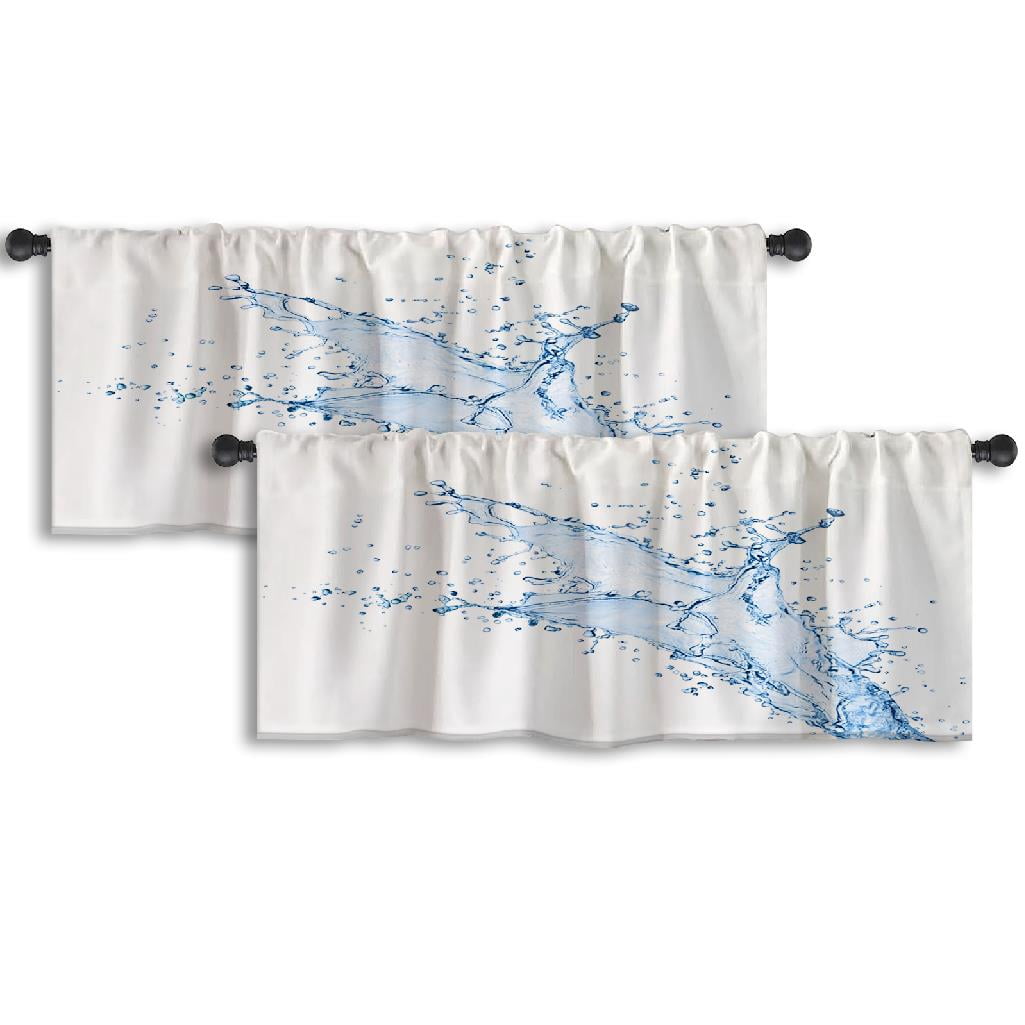 LALILO Kitchen Curtain Valance Color Water Stripe Watercolor Rod Pocket ...
