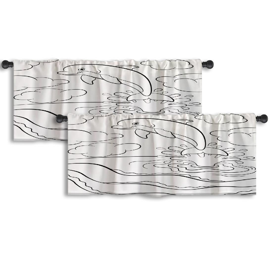 LALILO Kitchen Curtain Valance Colorful Doodle Doodle Animal Rod Pocket ...
