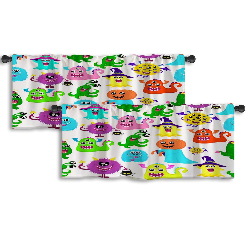 LALILO Kitchen Curtain Valance Colorful Doodle Doodle Kid Rod Pocket ...