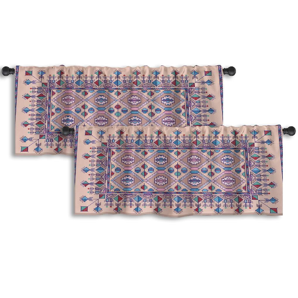 LALILO Kitchen Curtain Valance Colorful Oriental Mosaic Kilim Rod ...