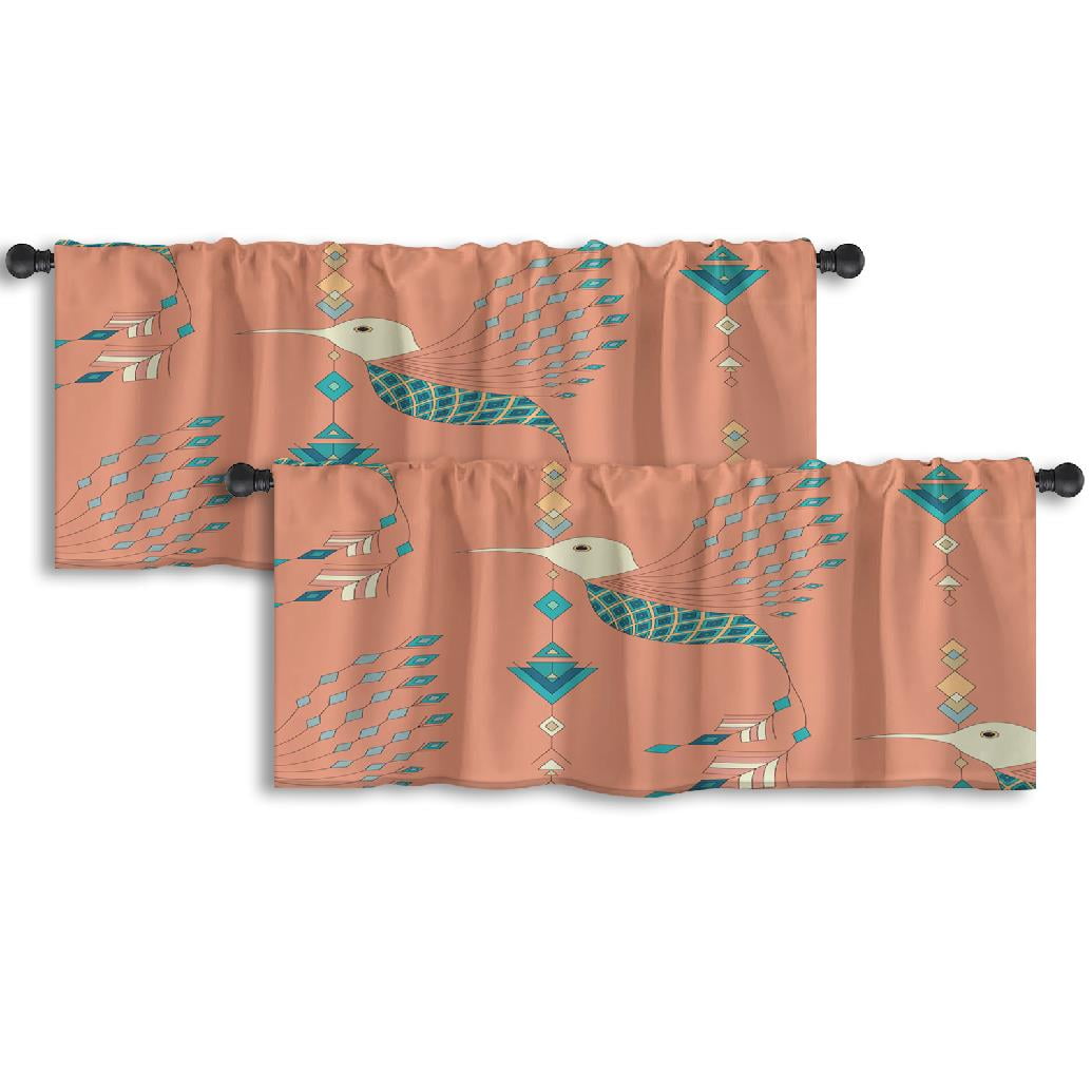 LALILO Kitchen Curtain Valance Colorful Tie Dye Boho Batik Ink Rod ...