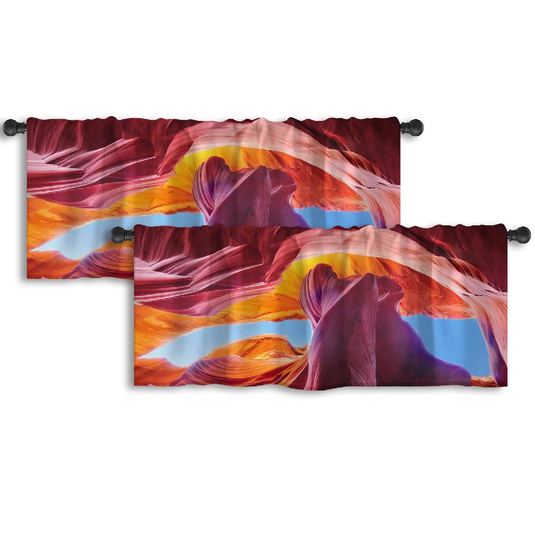 LALILO Kitchen Curtain Valance Colorful Water Watercolor Rod Pocket ...