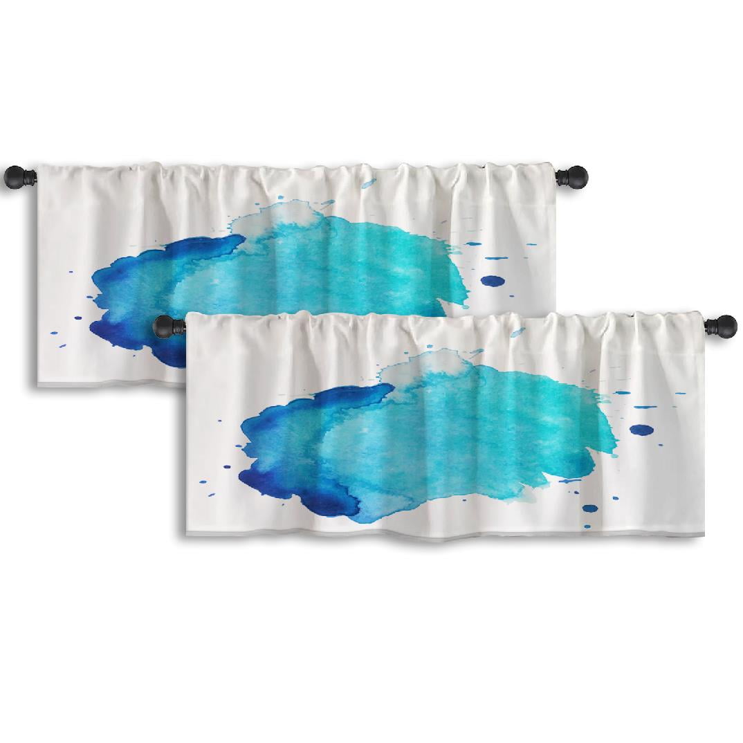 LALILO Kitchen Curtain Valance Colorful Watercolor Stain Rod Pocket ...