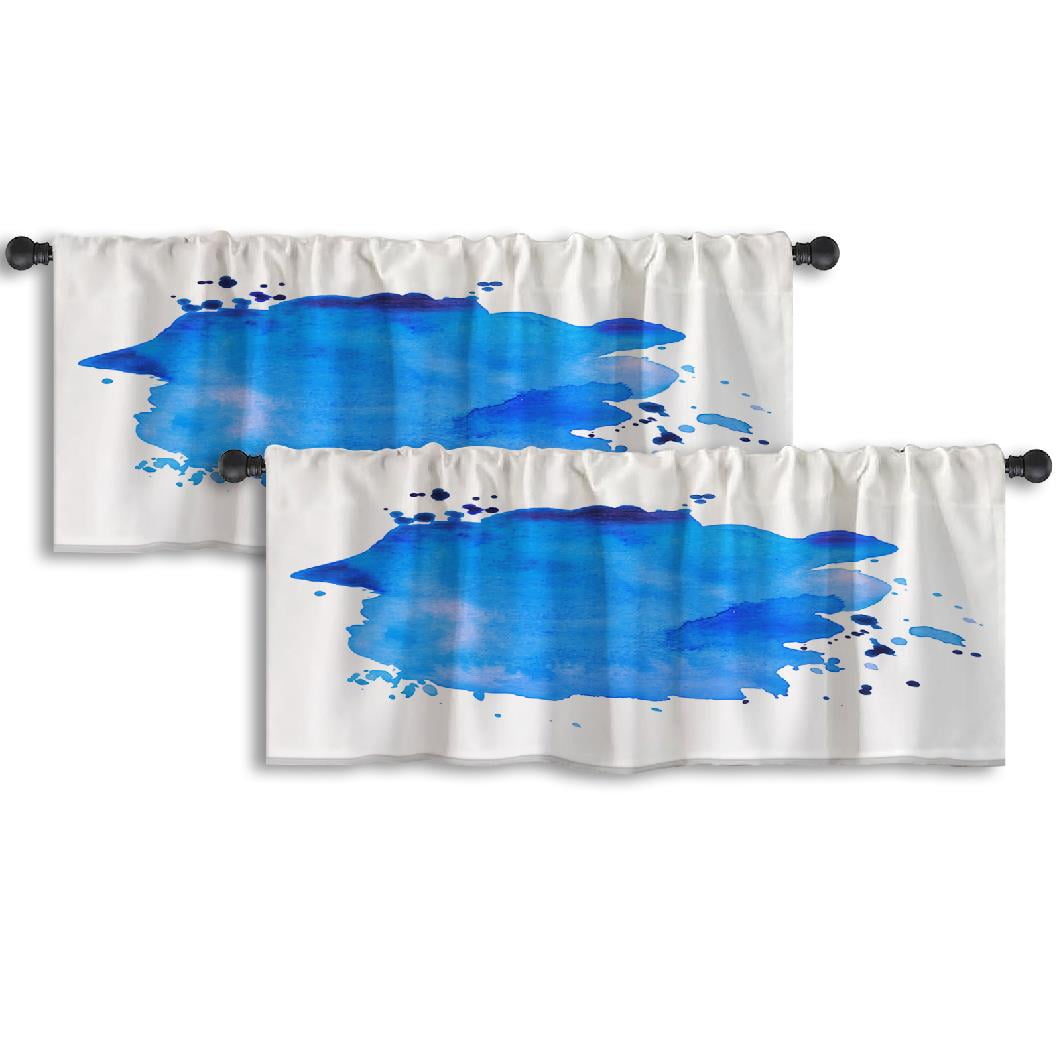 LALILO Kitchen Curtain Valance Colorful Watercolor Stain Rod Pocket ...