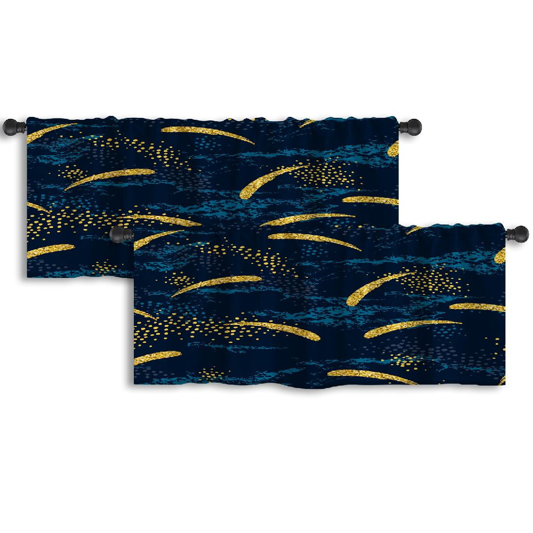 LALILO Kitchen Curtain Valance Cosmic Trendy Glitter And Rod Pocket ...