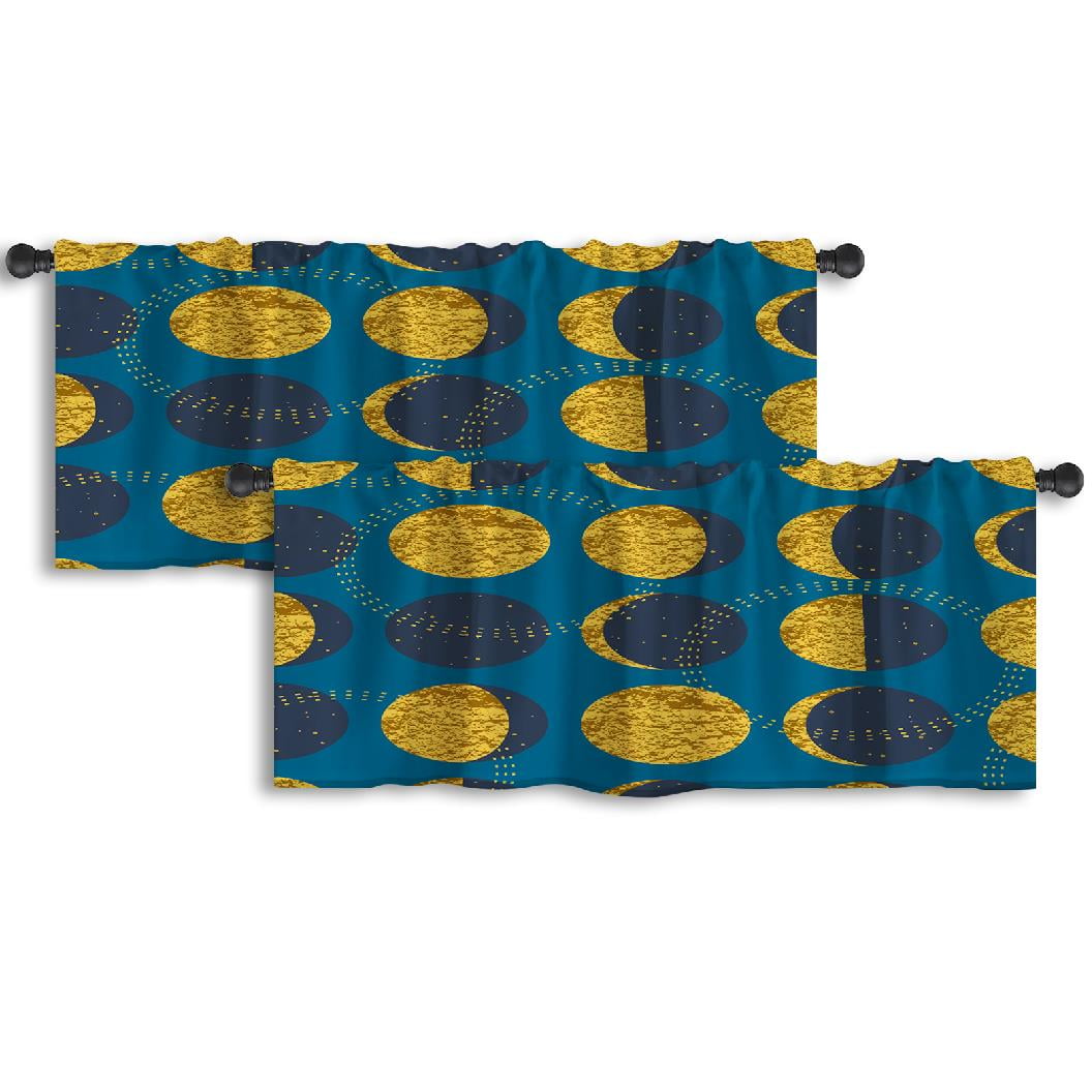 LALILO Kitchen Curtain Valance Cosmic With Moon Trendy Glitter Rod ...