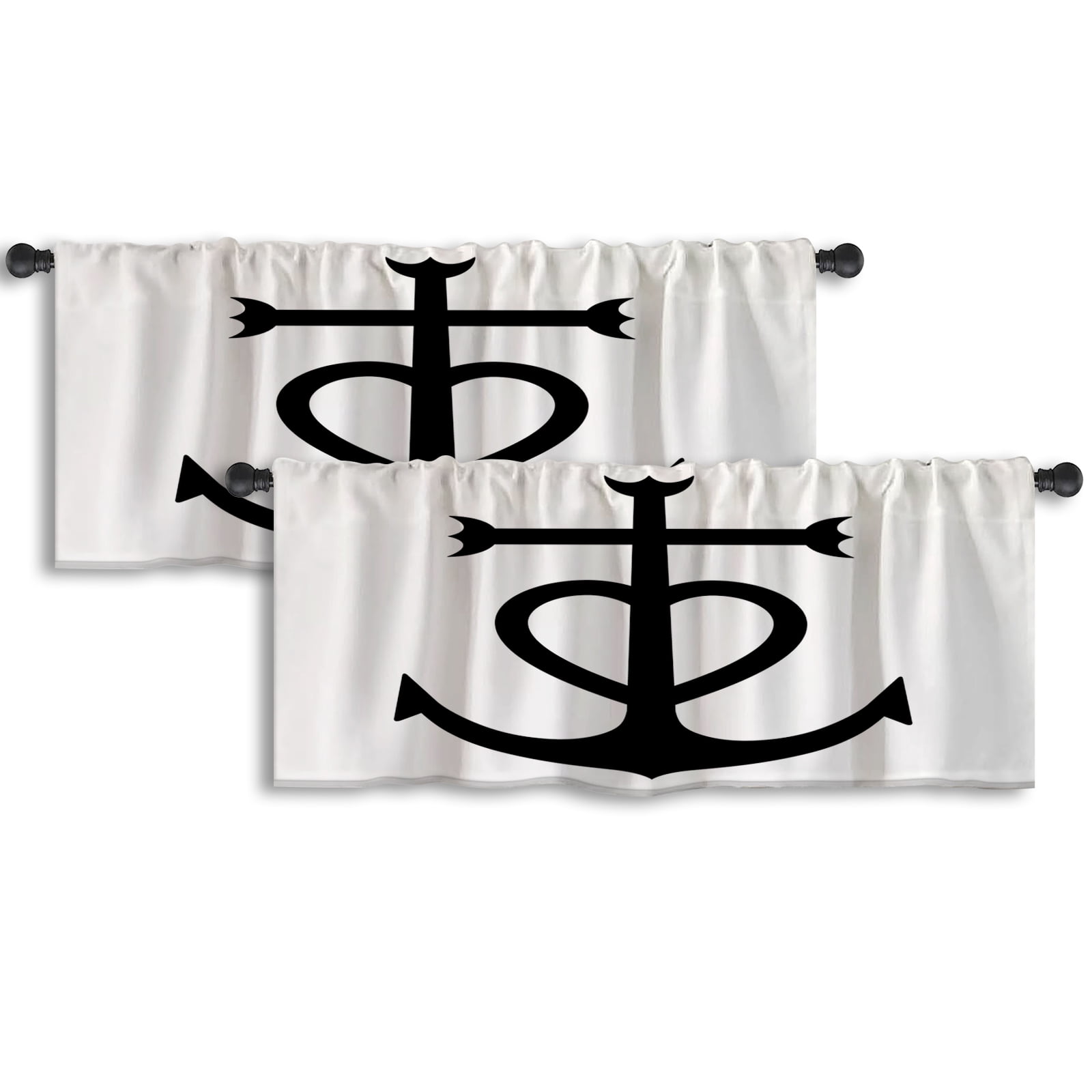 LALILO Kitchen Curtain Valance Cross Heart Flat And Rod Pocket Window ...