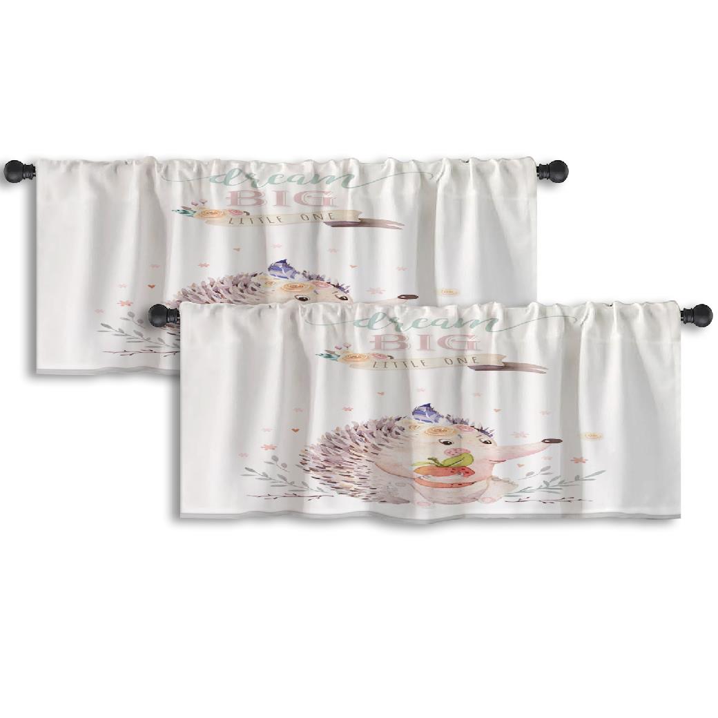 LALILO Kitchen Curtain Valance Cute Watercolor Rod Pocket Window ...
