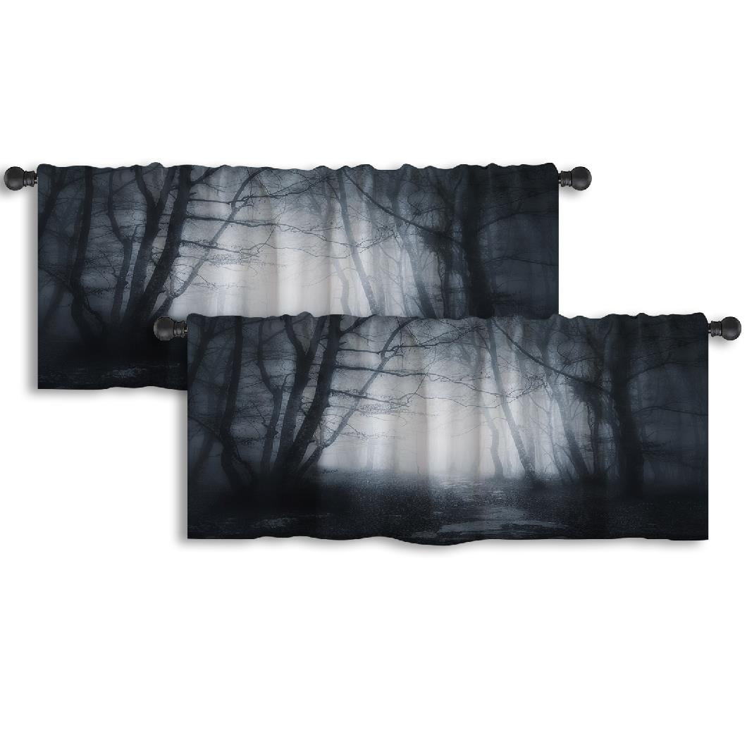 LALILO Kitchen Curtain Valance Dark And Scary Forest Scary Rod Pocket ...