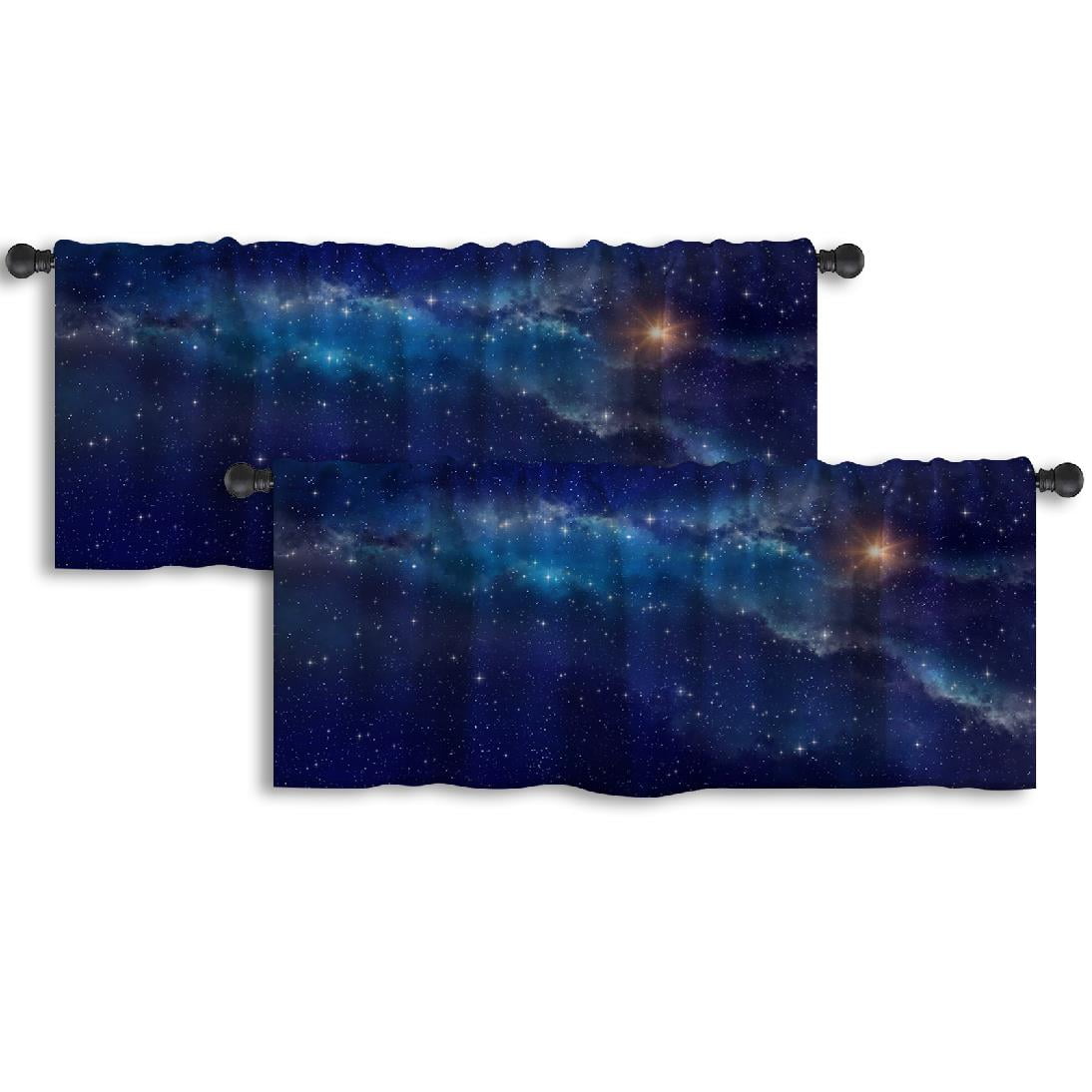 LALILO Kitchen Curtain Valance Deep Space High Star Field Sky Rod ...