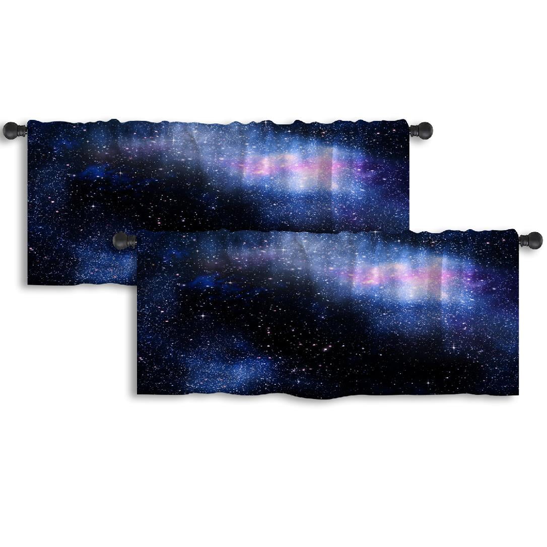 LALILO Kitchen Curtain Valance Deep Space With Stars And Rod Pocket ...