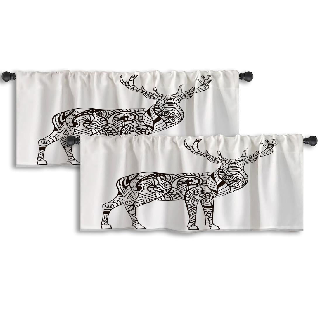 LALILO Kitchen Curtain Valance Deer Deer Stress Coloring With Rod ...