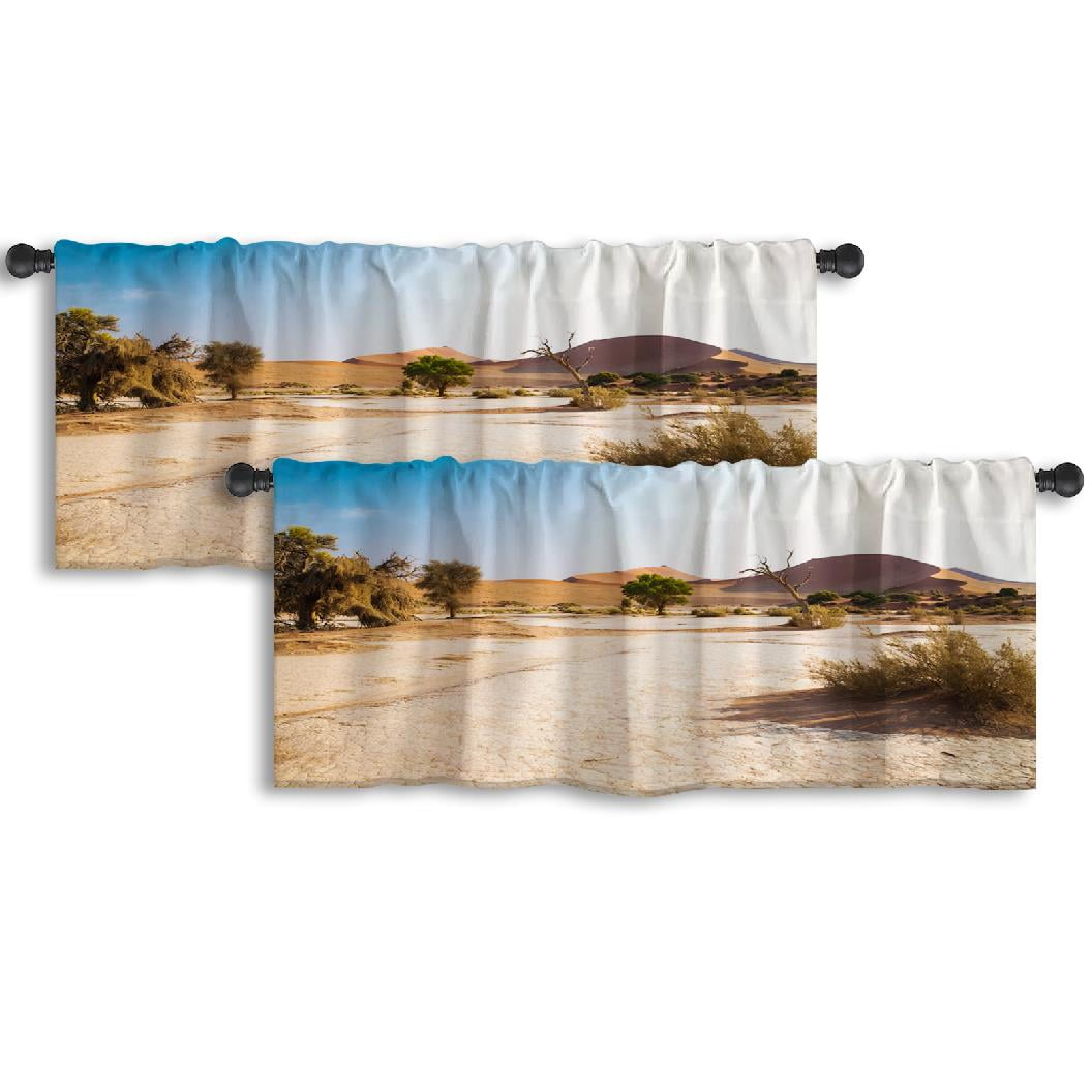 LALILO Kitchen Curtain Valance Desert Landscape Desert Rod Pocket ...