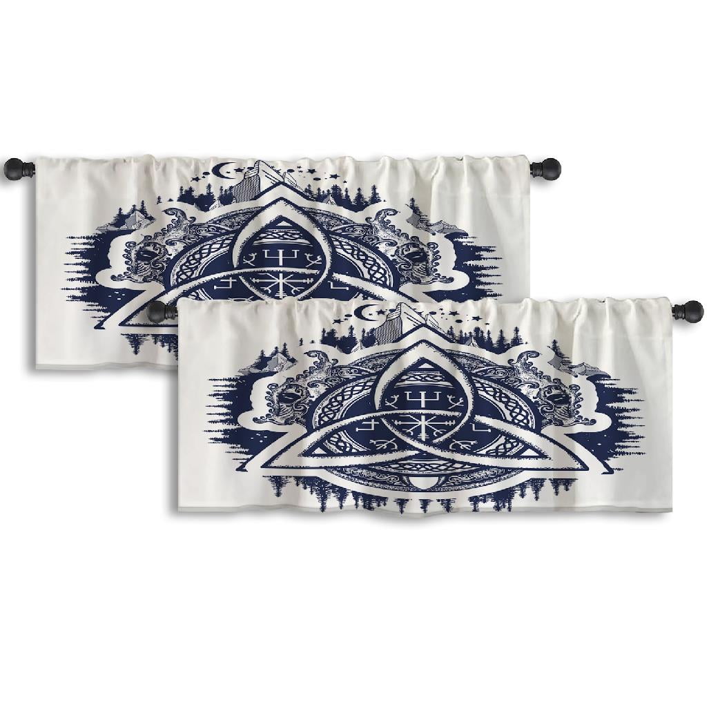 LALILO Kitchen Curtain Valance Dragons Symbol Viking Rod Pocket Window ...