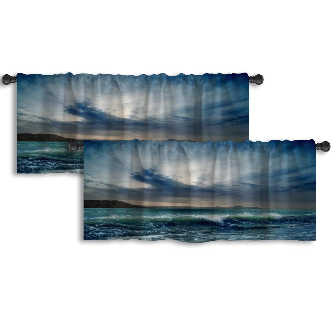 LALILO Kitchen Curtain Valance Dramatic Landscape Dark Stormy Rod ...
