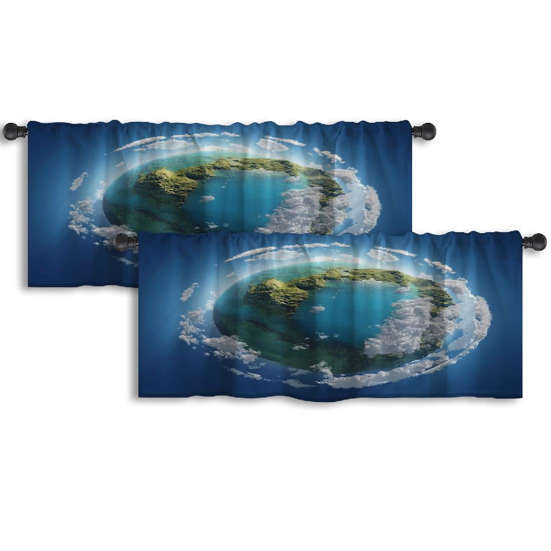 LALILO Kitchen Curtain Valance Earth Day Small Planet Space Rod Pocket ...