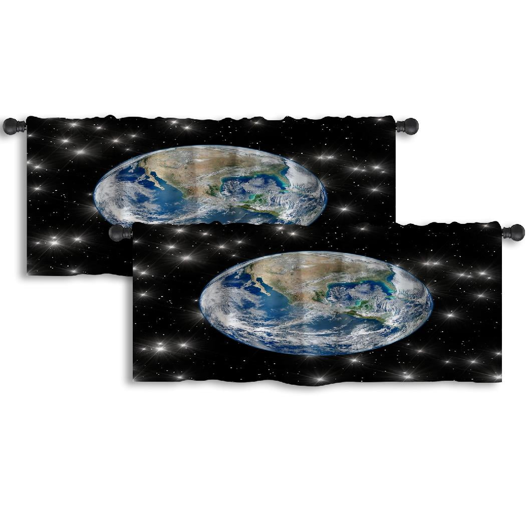 LALILO Kitchen Curtain Valance Earth Space Nasa Big Blue Earth Rod ...