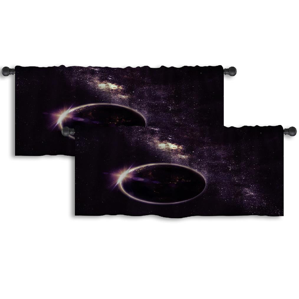 LALILO Kitchen Curtain Valance Earth With Sun Space Nasa Space Rod ...