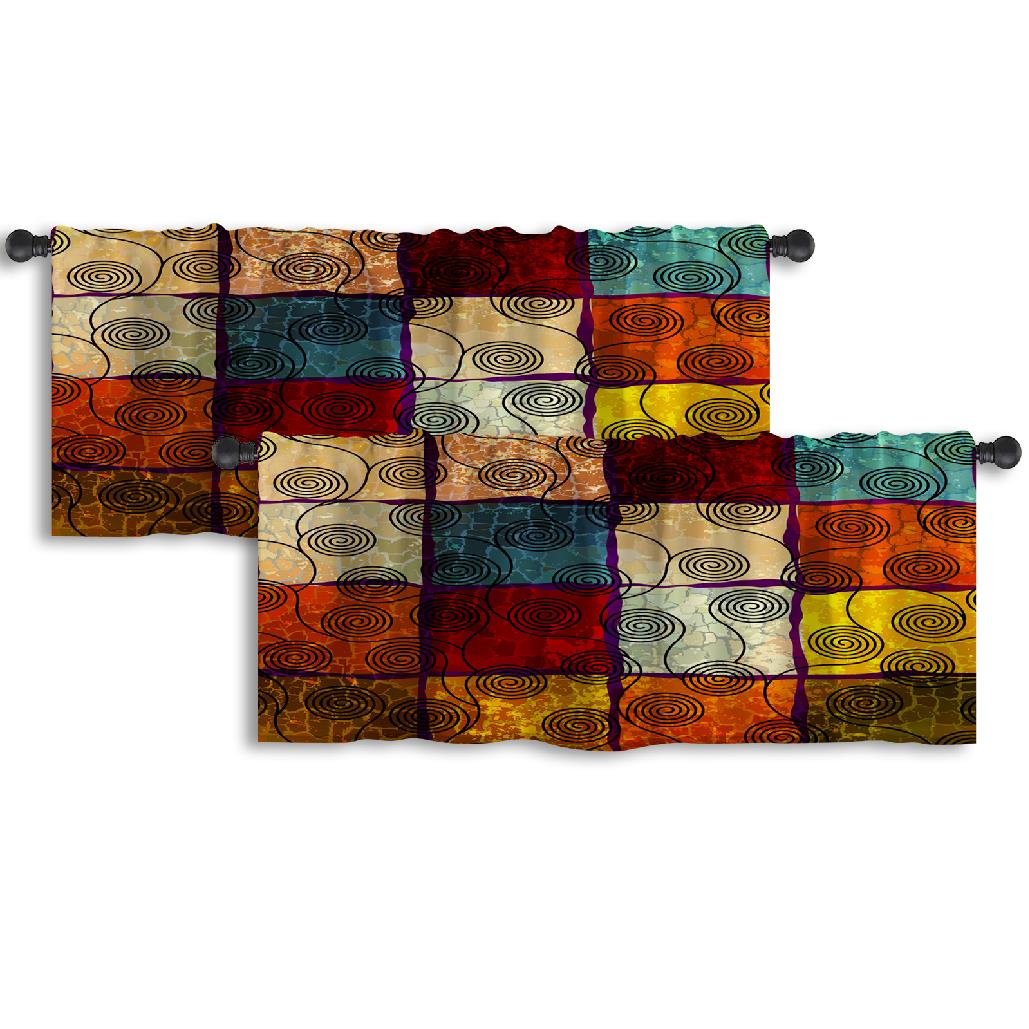 LALILO Kitchen Curtain Valance Ethnic Boho African Grunge Rod Pocket ...