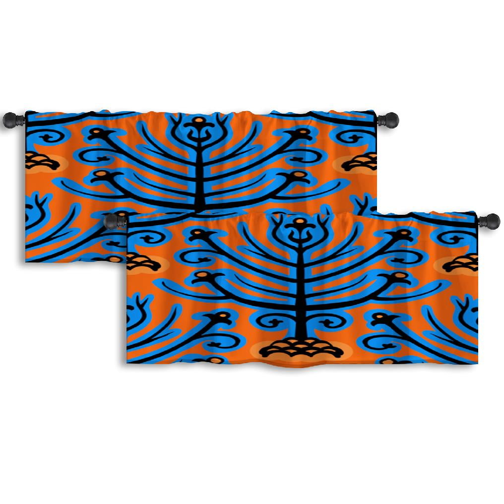 LALILO Kitchen Curtain Valance Ethnic With Turkish And Ikat Rod Pocket ...