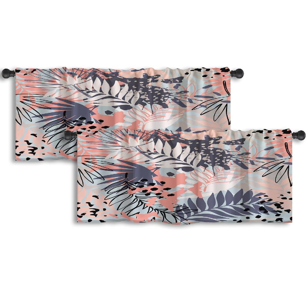 LALILO Kitchen Curtain Valance Exotic Leaves Tropical Rod Pocket Window ...