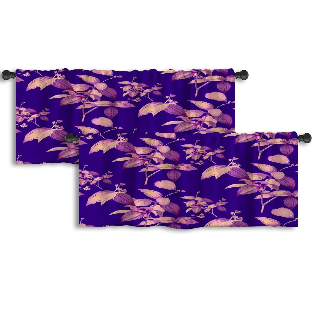 LALILO Kitchen Curtain Valance Exotic Purple Tropical With Rod Pocket ...