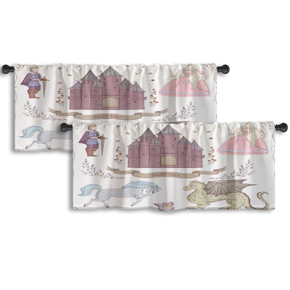 LALILO Kitchen Curtain Valance Fairy Tale Theme Princess Rod Pocket ...