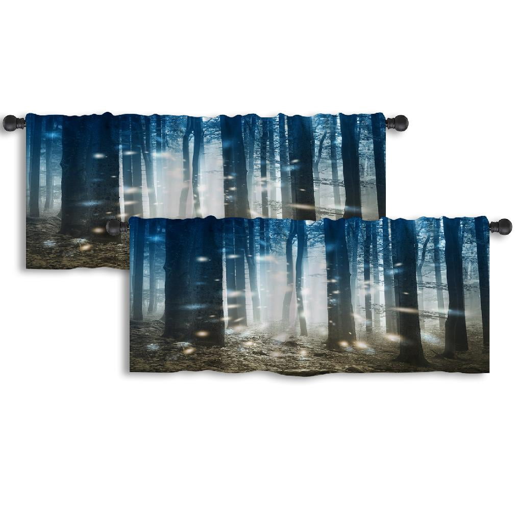 LALILO Kitchen Curtain Valance Fantasy Firefly Lights Magic Rod Pocket ...