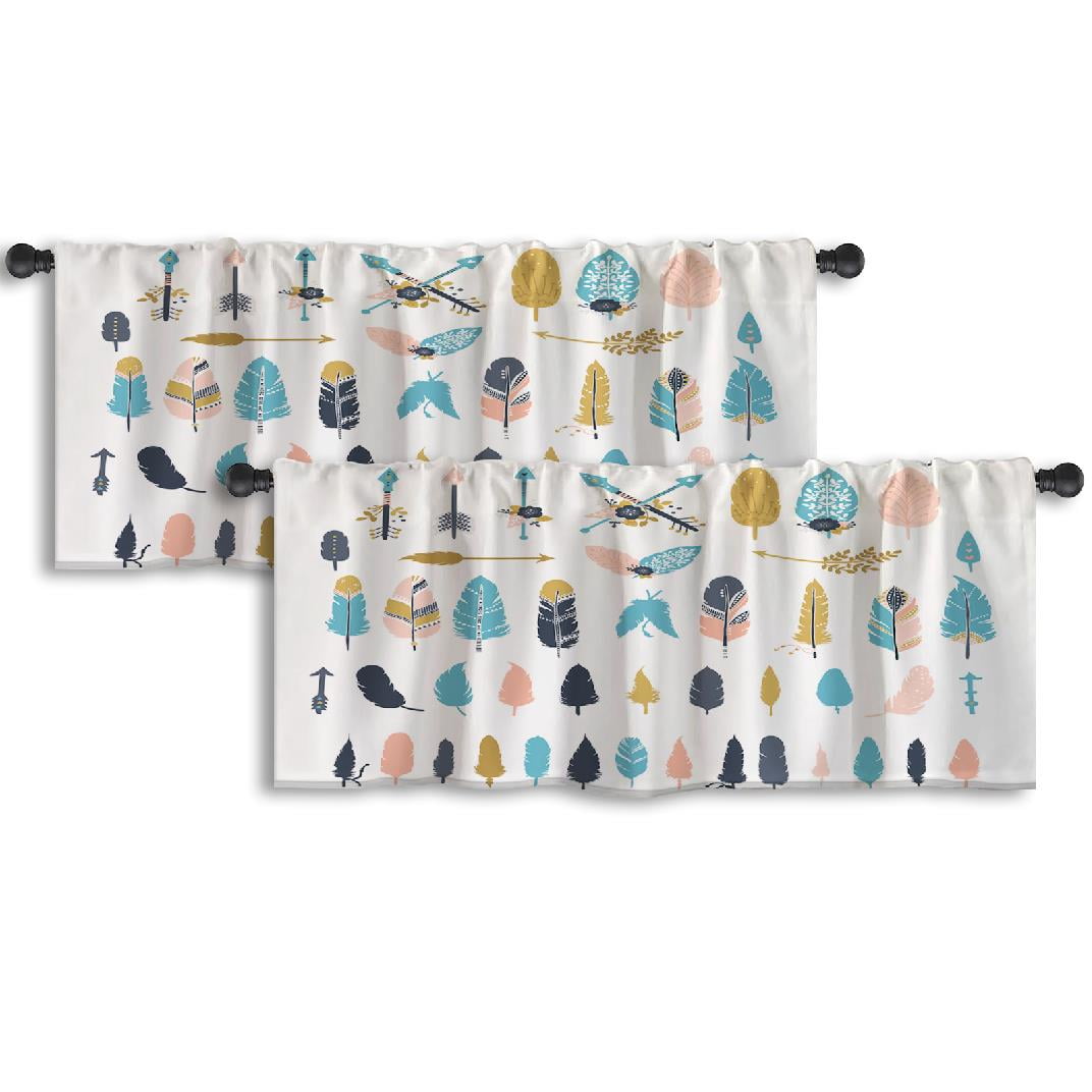 LALILO Kitchen Curtain Valance Feathers And Arrows Rod Pocket Window ...