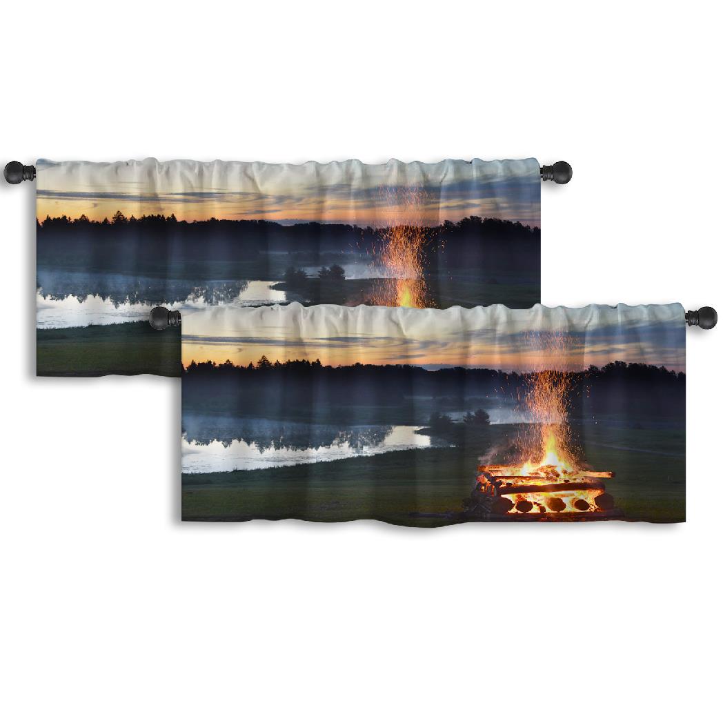 LALILO Kitchen Curtain Valance Fireplace And Stack And Rod Pocket ...