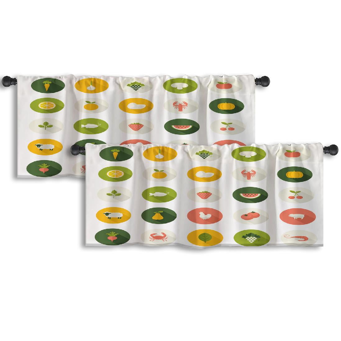 LALILO Kitchen Curtain Valance Flat Food And Drink Food Rod Pocket ...