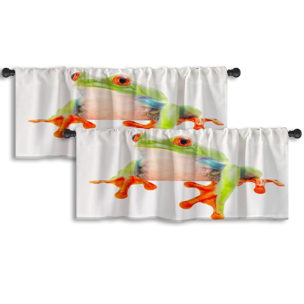 LALILO Kitchen Curtain Valance Funny Red Tree Frog Animal Rain Rod ...
