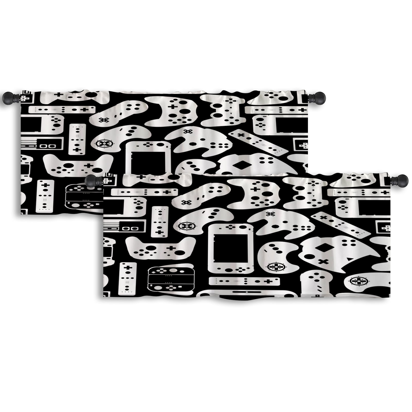LALILO Kitchen Curtain Valance Game Controller Rod Pocket Window ...
