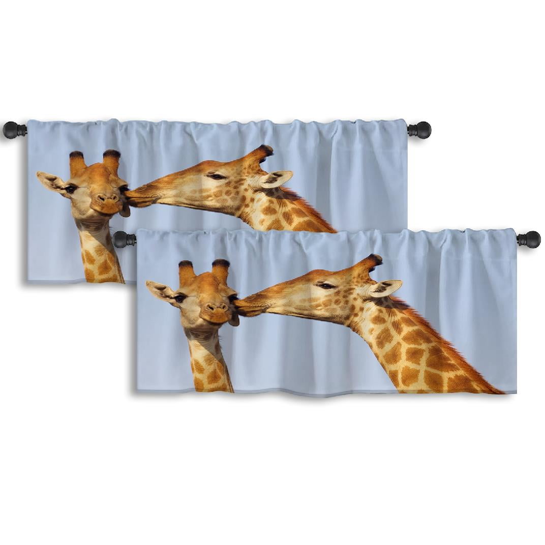 LALILO Kitchen Curtain Valance Giraffe National Park South Rod Pocket ...