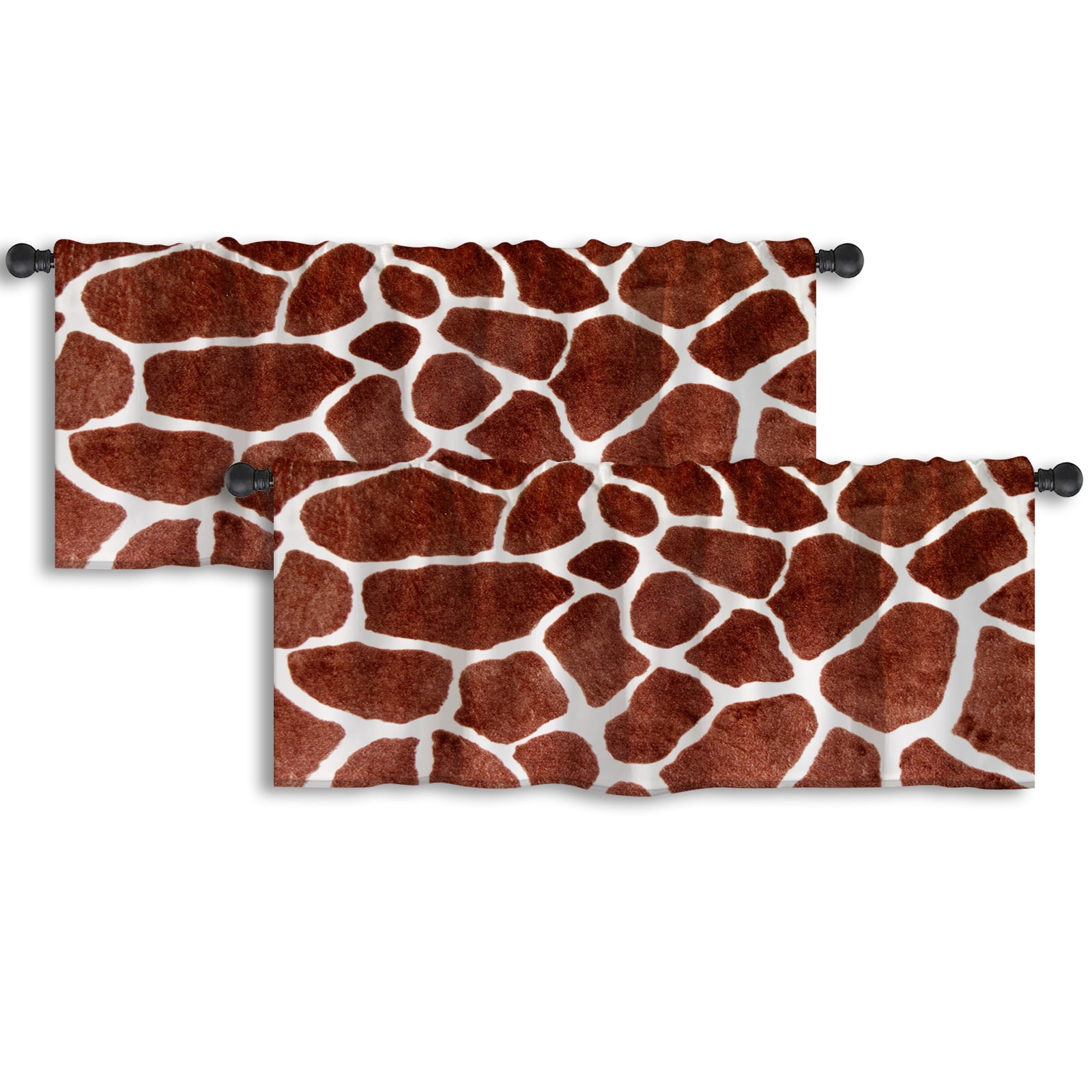 LALILO Kitchen Curtain Valance Giraffe Spots Animal Rod Pocket Window ...