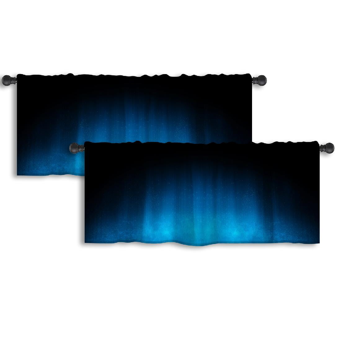 LALILO Kitchen Curtain Valance Glitter Art And Water Backdrop Rod ...
