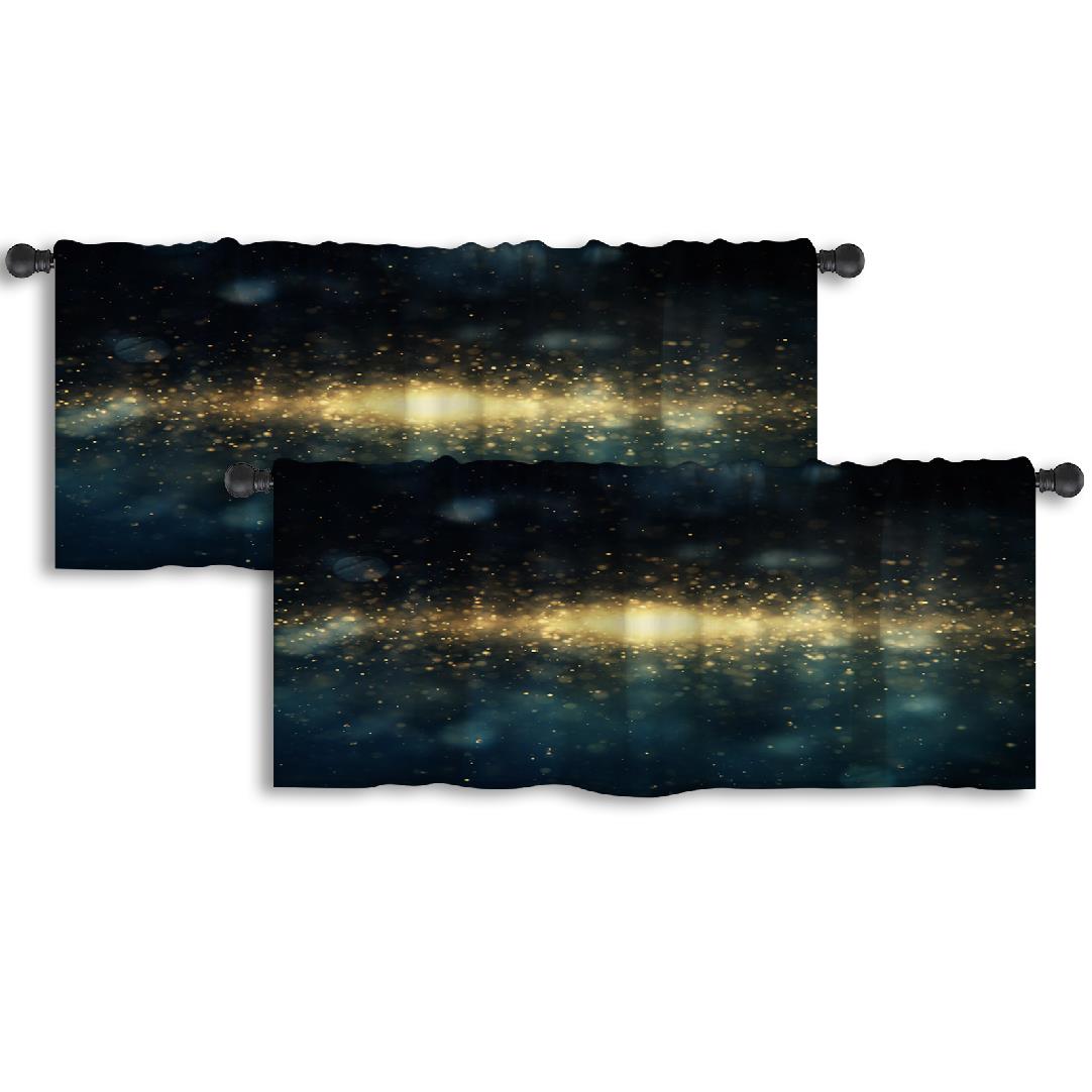 LALILO Kitchen Curtain Valance Glitter Lights Blue Rod Pocket Window ...
