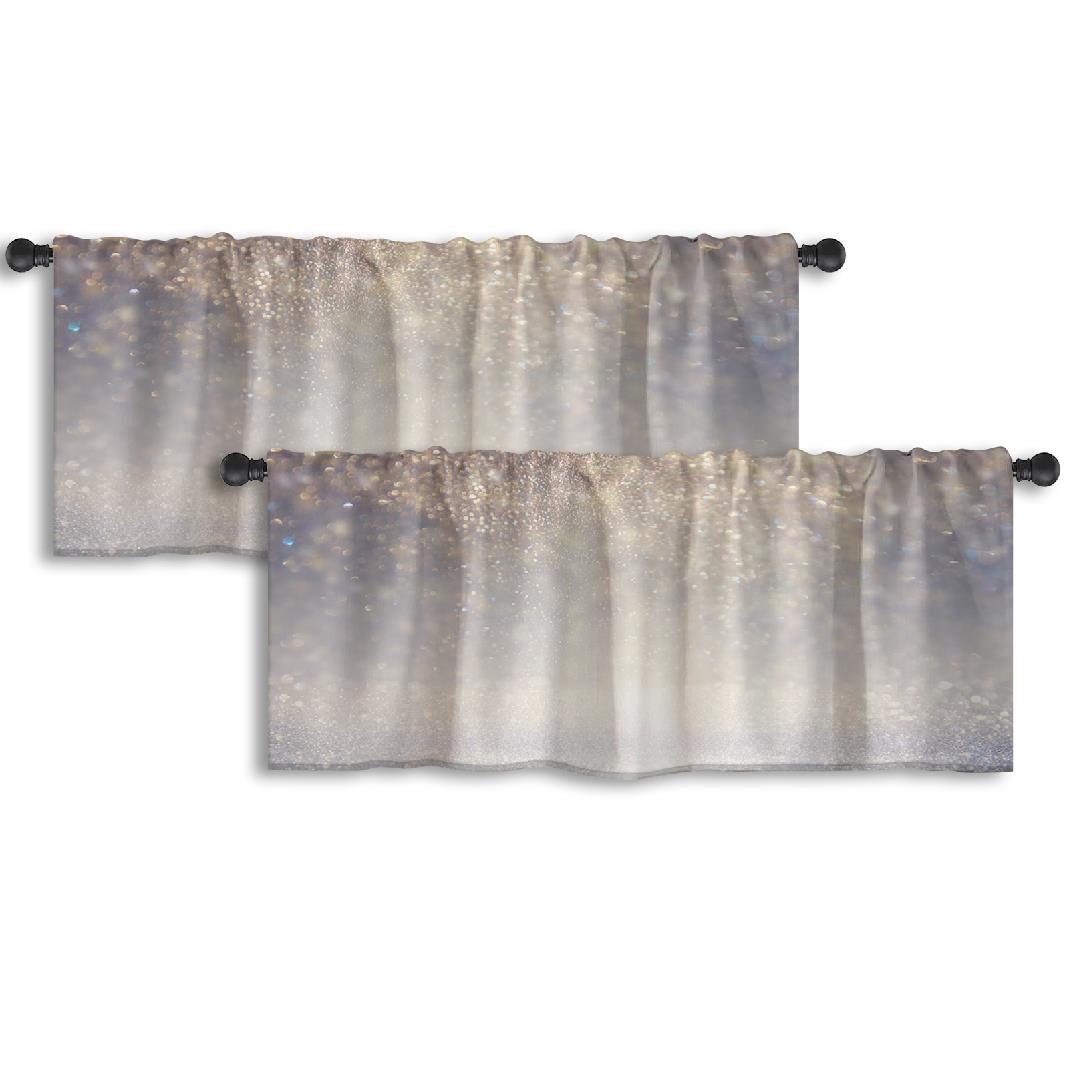 LALILO Kitchen Curtain Valance Glitter Vintage Rod Pocket Window ...