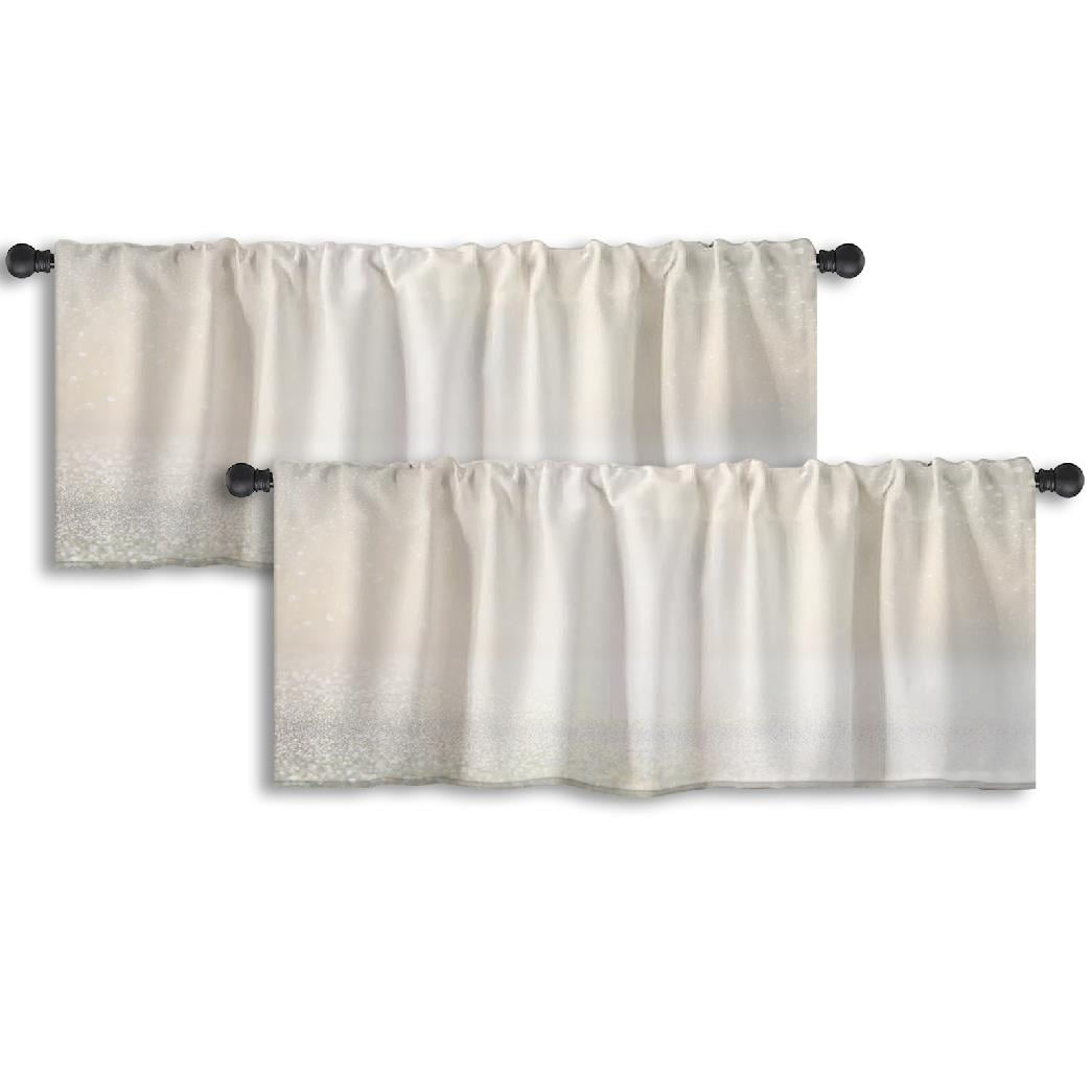 LALILO Kitchen Curtain Valance Glitter Vintage Rod Pocket Window ...
