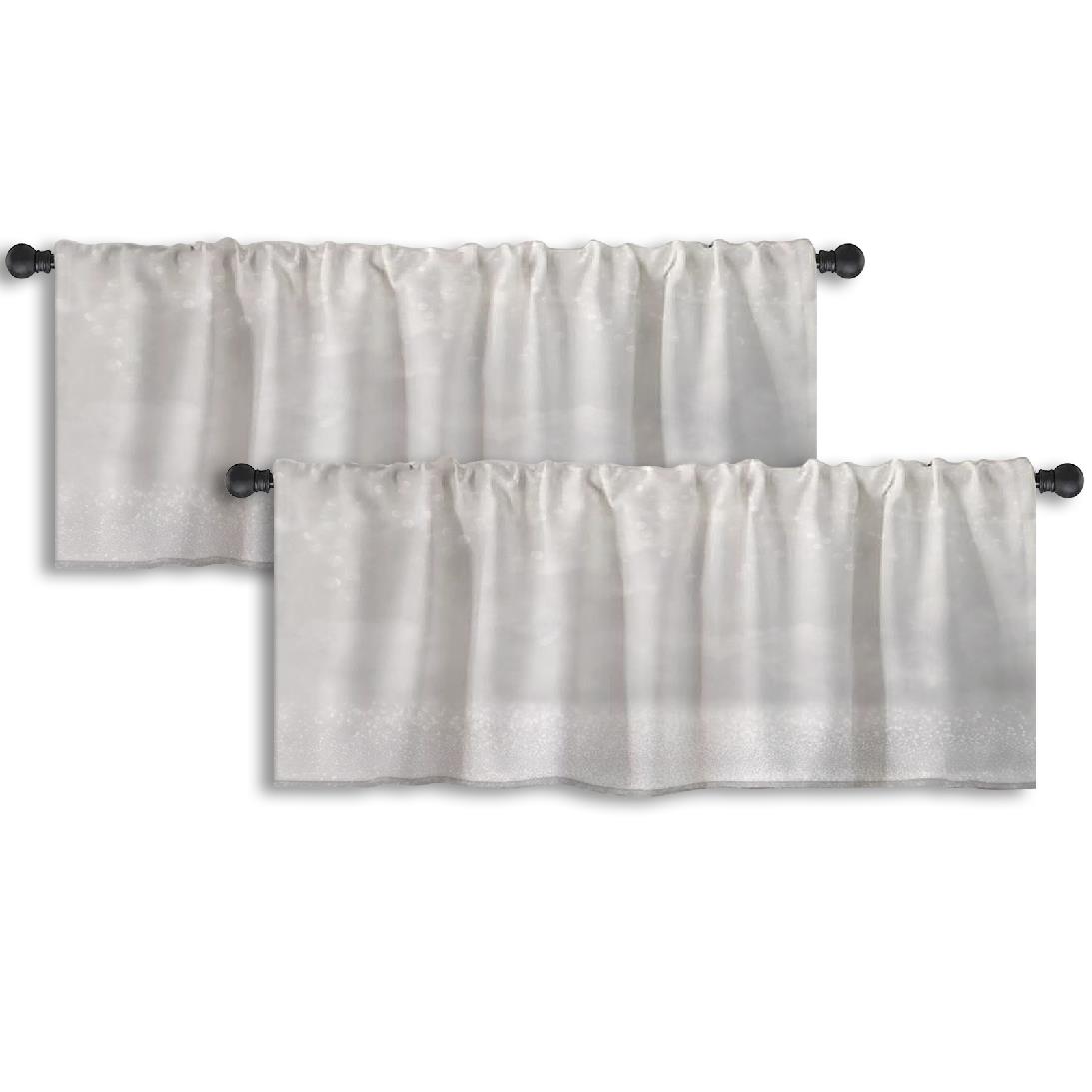 LALILO Kitchen Curtain Valance Glitter Vintage White Rod Pocket Window ...