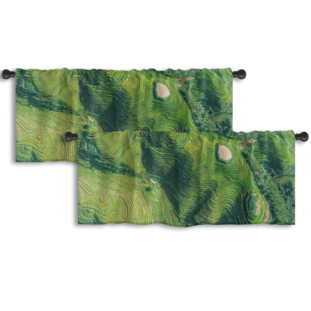 LALILO Kitchen Curtain Valance Gradient Water Bubbles Cool Rod Pocket ...