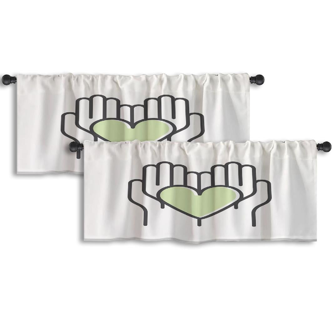LALILO Kitchen Curtain Valance Graphic And Symbols Flyer Rod Pocket ...