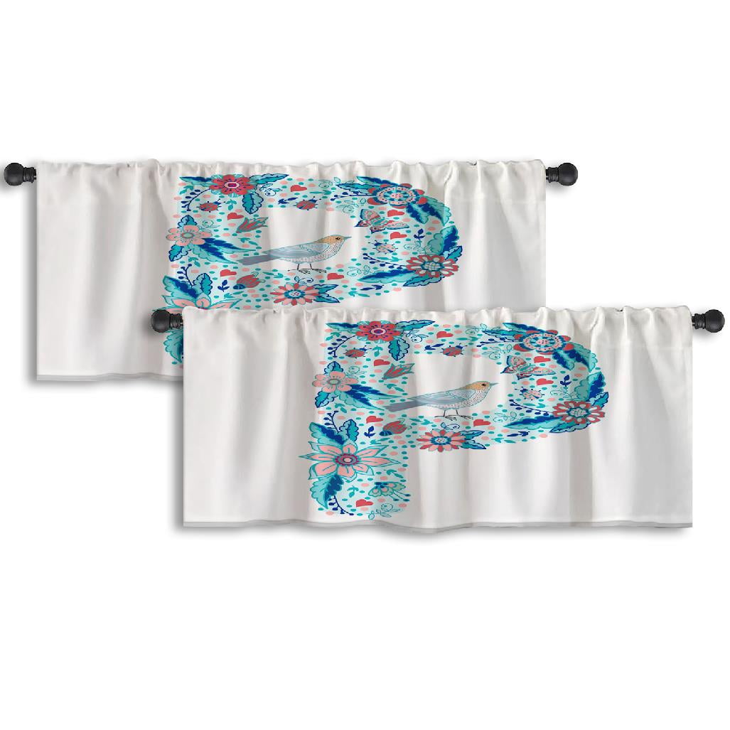 LALILO Kitchen Curtain Valance Graphic And Symbols Flyer Rod Pocket ...